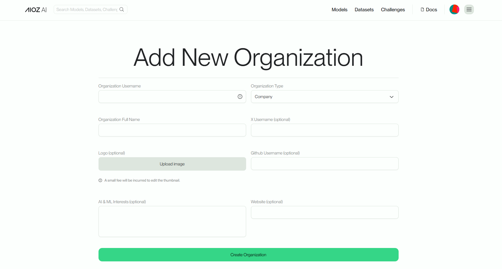 Create Organization – AIOZ AI Docs